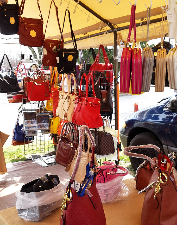 Handbag heaven! Like a fashionista's dream closet exploded into technicolor glory, with options for every style from classic leather to bold statement pieces.