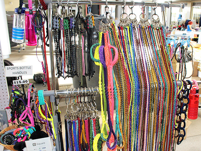 Not your average pet store inventory. These colorful paracord leashes and handles add a splash of personality to dog walks, proving farmers markets aren't just for produce lovers.