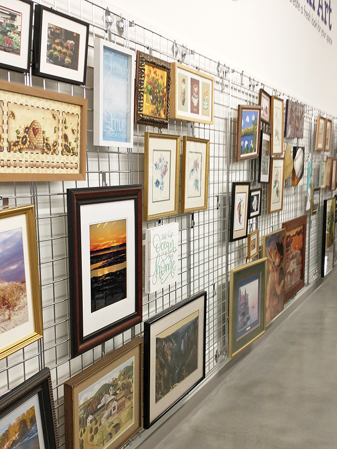 Wall art for every taste imaginable. From sunset seascapes to quirky inspirational quotes—someone's former decor becomes your next conversation piece.