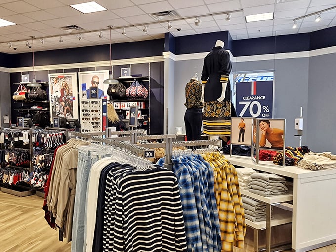 Retail therapy at its finest with racks of carefully arranged clothing waiting for their forever homes. That clearance sign promising 70% off might be the most beautiful poetry ever written. 