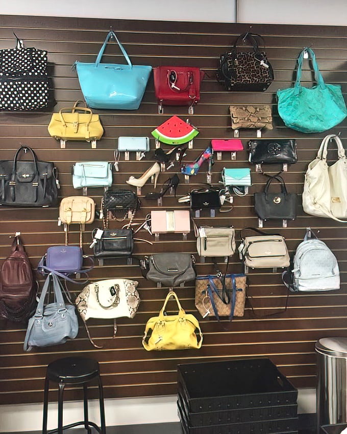 Handbag heaven! That watermelon purse in the middle row is the conversation starter your summer wardrobe didn't know it needed.