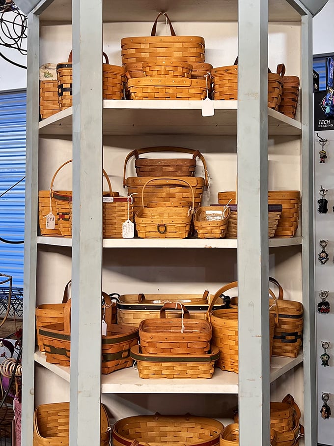 Longaberger lovers will swoon over this handwoven heaven. Each basket tells a story of craftsmanship that plastic storage bins could never understand.