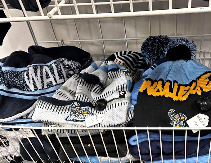 Sports fans and movie buffs unite at the accessories section, where team spirit meets Hollywood magic in a basket of character-building beanies.
