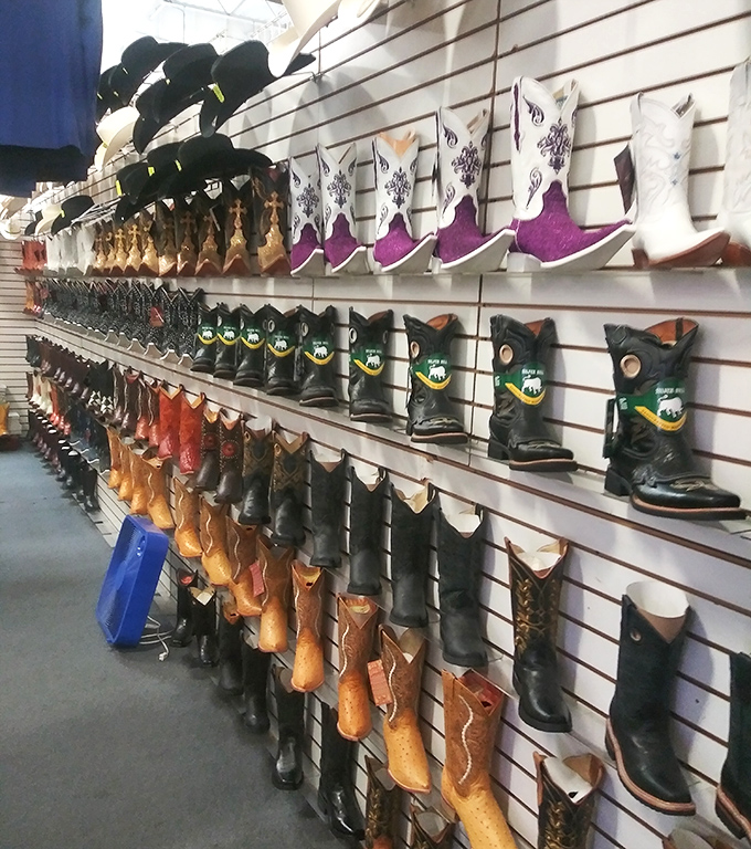 Boot boulevard stretches as far as the eye can see. Somewhere in this leather paradise is your next favorite pair waiting to be discovered.