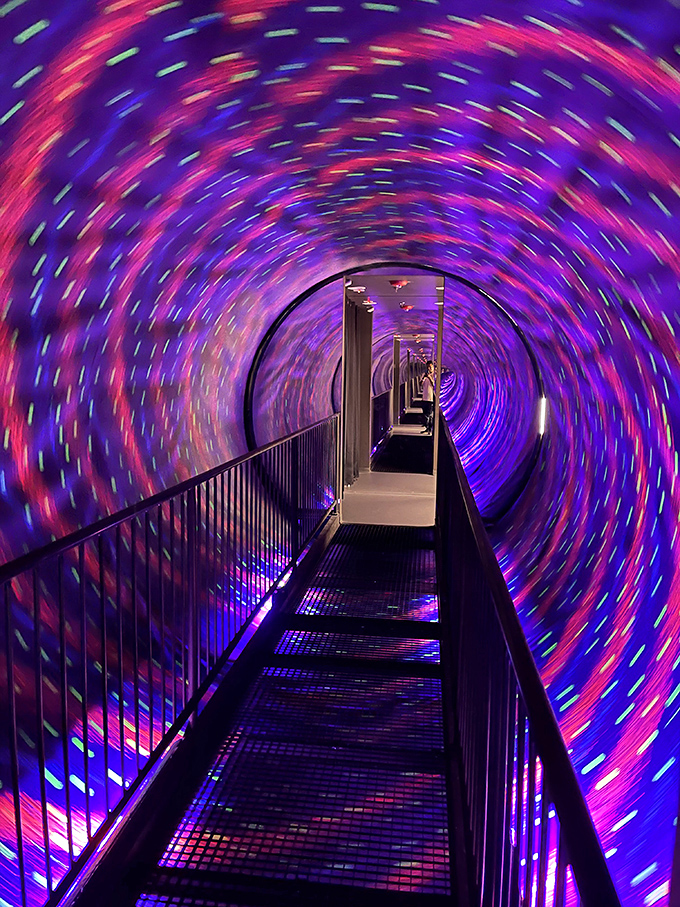 Step into the Vortex Tunnel where your inner ear stages a rebellion against reality. The bridge is perfectly still—try telling that to your wobbling knees!