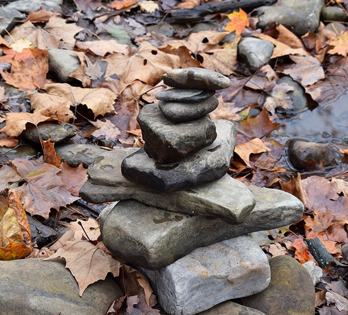 Someone's been playing nature's version of Jenga! These carefully balanced cairns mark trails while reminding us that patience is indeed a virtue.