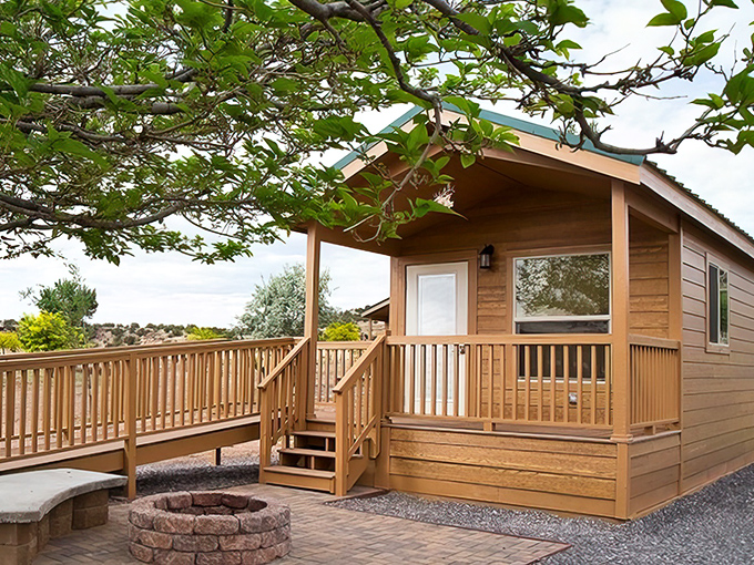 A cozy cabin with a view that makes you wonder why anyone invented hotels in the first place.