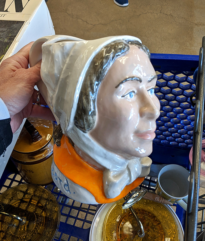 This ceramic character jug isn't just kitchenware&mdash;it's someone's conversation starter waiting to happen. "Why yes, I do collect historical face mugs!"