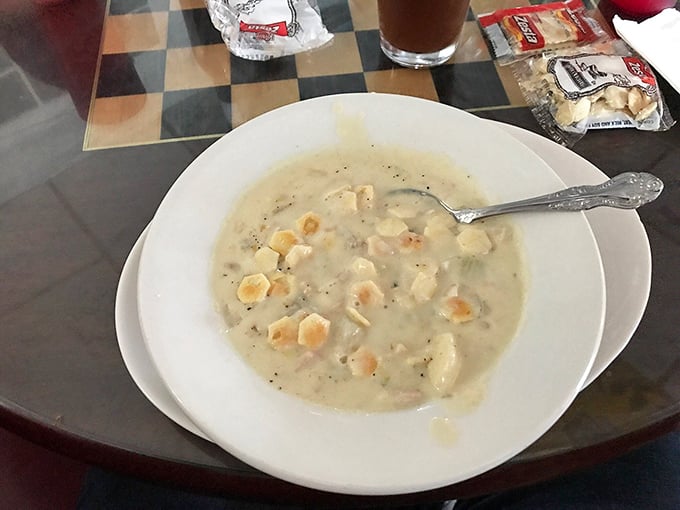 This isn't just clam chowder&mdash;it's a creamy hug in a bowl, dotted with tender chunks that whisper tales of the nearby Pacific.