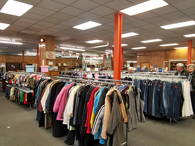 Racks upon racks of fashion history await new chapters. Like a time machine with hangers, every era's style makes an appearance in this clothing cornucopia.