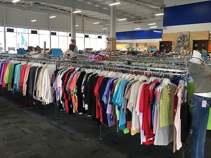 A rainbow of garments awaits new closets&mdash;each hanger a potential fashion revival story waiting to be written.