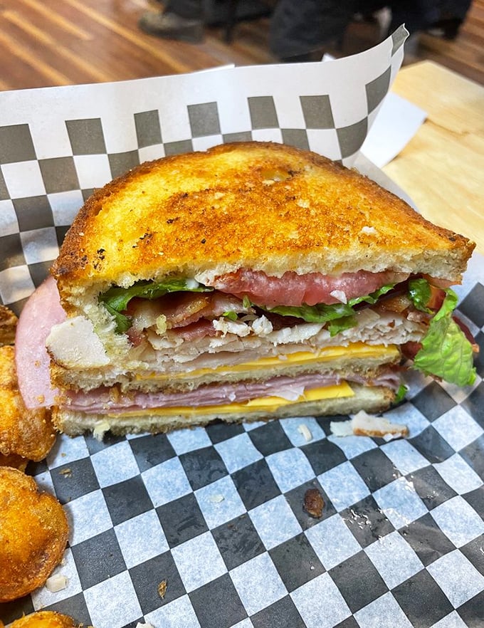 Layer upon glorious layer of deli meats, cheese, and fresh veggies create a sandwich architecture that would make Frank Lloyd Wright jealous.