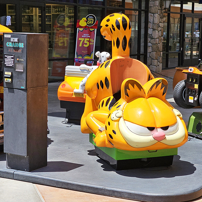 Garfield's expression perfectly captures how you feel after finding that 70% off deal. Even cartoon cats understand retail euphoria.