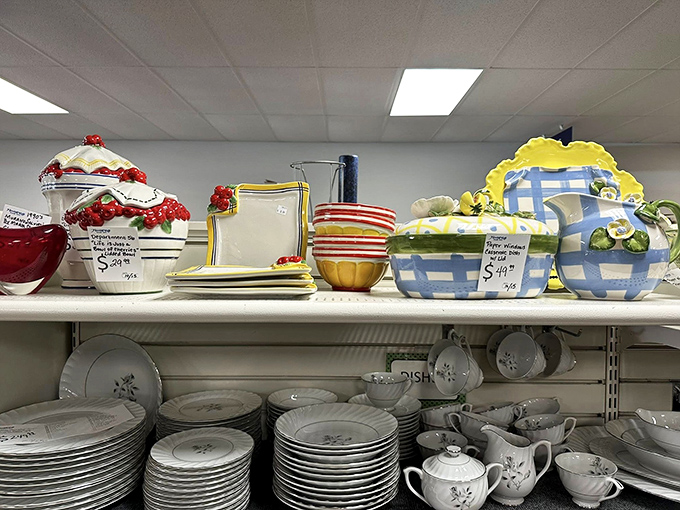 Colorful dinnerware brings cheerful patterns to mealtime, reminding us that every casserole deserves a charming presentation vessel.