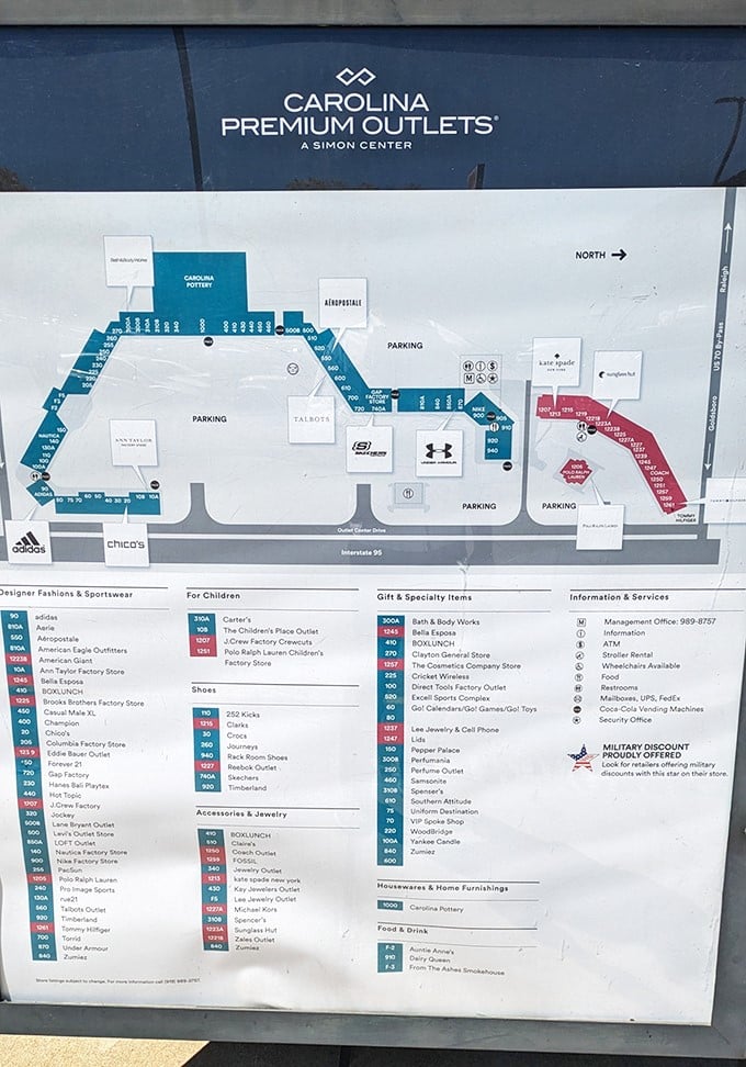 The sacred text of savings. This mall directory isn't just a map&mdash;it's a strategic battle plan for conquering discounts across 80+ retail territories.