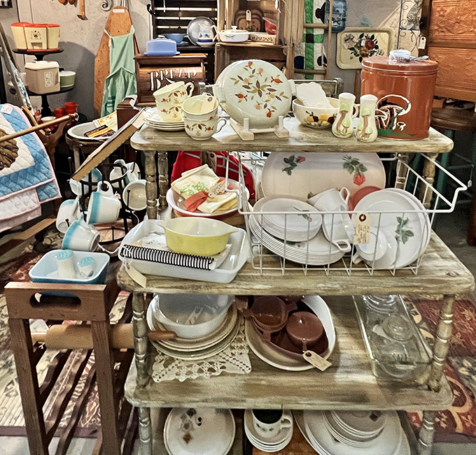 Grandma's china cabinet exploded in the best possible way. Each piece of vintage dishware holds memories of Sunday dinners and holiday gatherings past.