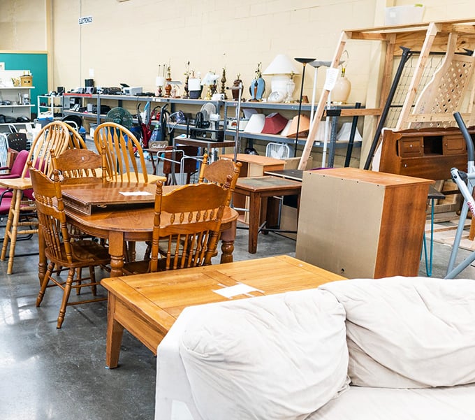 Furniture heaven for the budget-conscious decorator. These solid oak pieces have already survived decades of Wyoming winters and family gatherings.