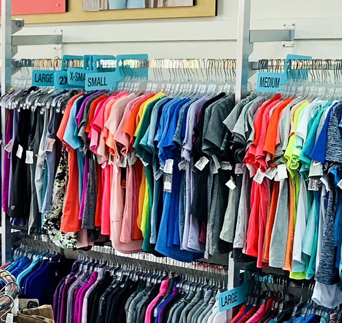 Color-coded clothing nirvana where everything is organized by size. No more playing "Will this fit?" roulette with your shopping time.