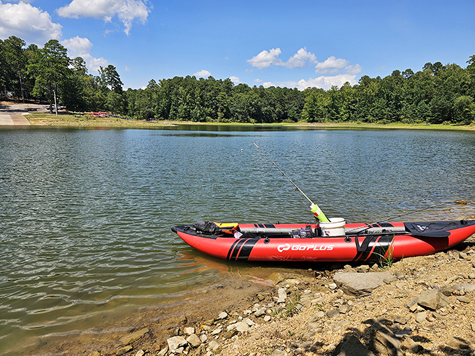 Fishing paradise where even amateur anglers stand a chance. That inflatable kayak is ready for its big moment in the Arkansas fishing scene. 
