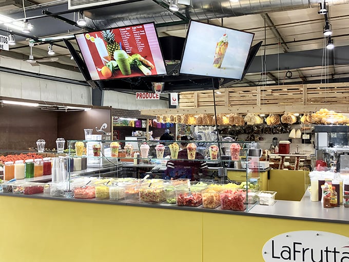 La Frutta's vibrant display of fresh-cut fruits and treats offers a rainbow of refreshment. Who knew shopping could make your taste buds this excited?