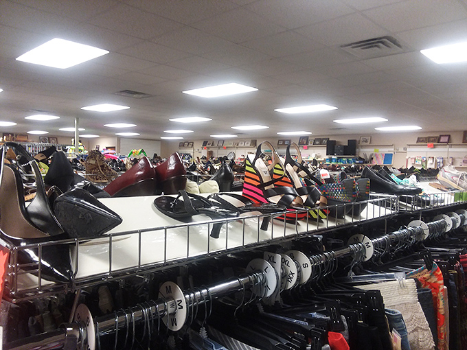 The shoe section at ABLE resembles a footwear reunion party, where designer heels mingle with practical flats, all waiting for their Cinderella moment.