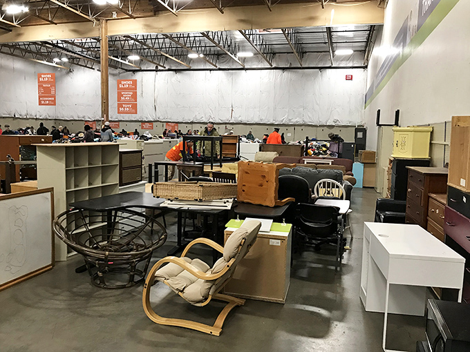 Furniture with past lives waiting for new chapters. That bentwood rocker could have witnessed a century of bedtime stories before landing here.