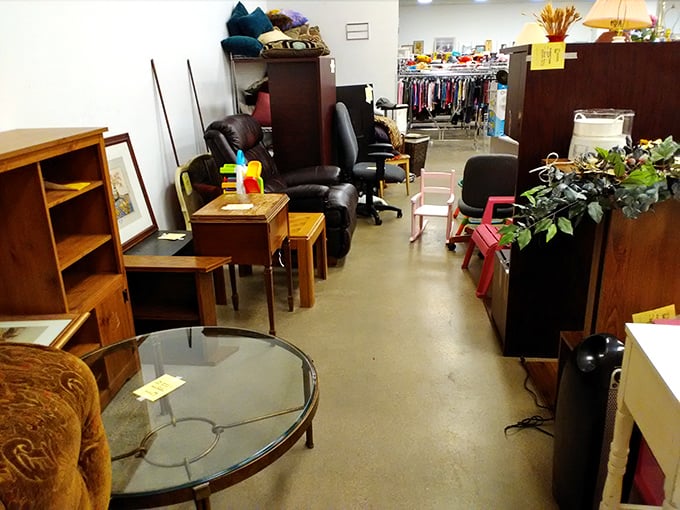 Furniture row: where yesterday's living rooms await tomorrow's memories. That leather recliner has stories to tell&mdash;and more to witness.