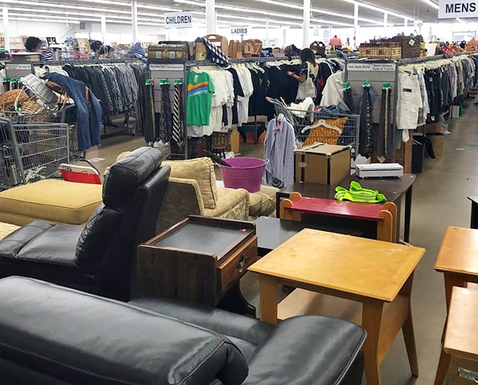 Furniture island – where mid-century end tables mingle with contemporary sofas in the social gathering of pre-loved home decor.