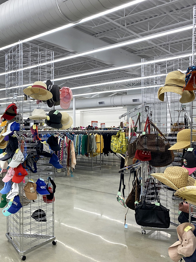 Hat heaven! From practical caps to statement-making sun hats, this display offers head-to-toe transformation for pocket change.