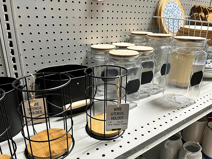 Kitchen organization never looked so good. These wire utensil holders and glass jars are the Marie Kondo solution your countertops have been dreaming about. 