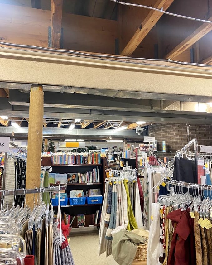 The organized chaos of thrifting paradise. Every aisle promises that perfect something you never knew you desperately needed until this very moment.