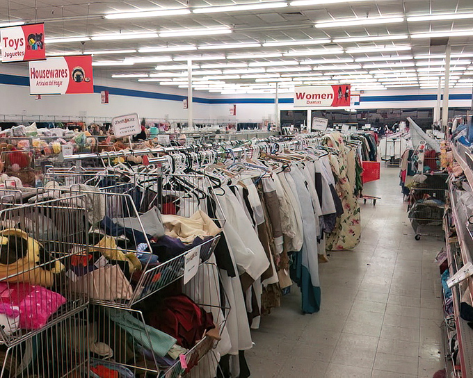 A thrifter's paradise stretches as far as the eye can see, with clearly marked sections guiding your bargain expedition.