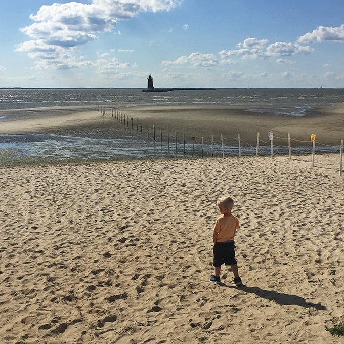 Even the youngest visitors find themselves mesmerized by the distant silhouette. Future lighthouse keepers are born from moments like these.