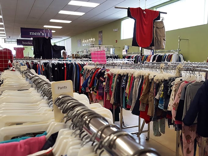 The children's section sprawls with possibilities, because kids grow faster than your budget can handle anyway.