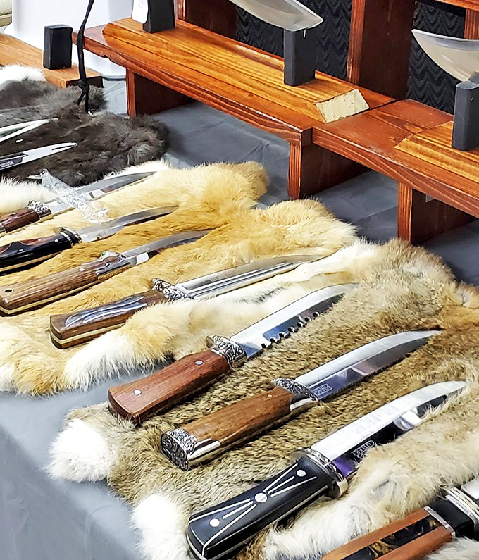 Blade enthusiasts gather here like moths to flame. These handcrafted knives with ornate handles tell stories of craftsmanship that predates our swipe-and-click shopping world. 