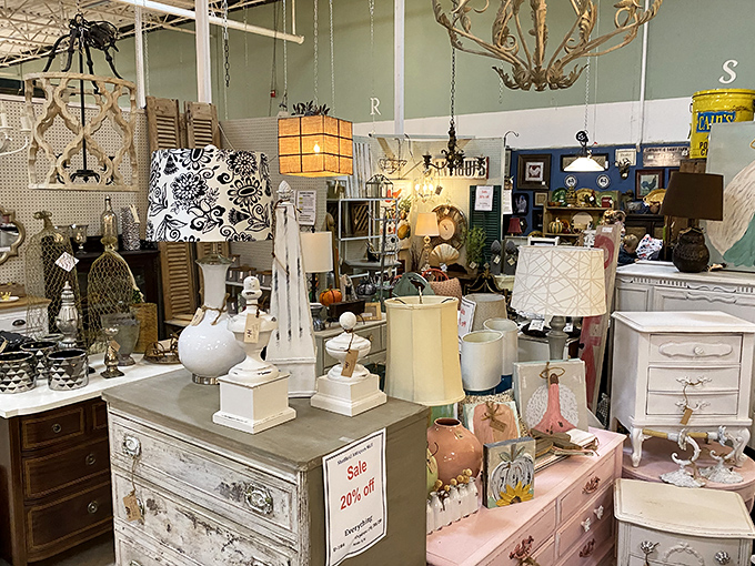 A symphony of lampshades and lighting fixtures creates a dreamy constellation of illumination possibilities for homes seeking character.