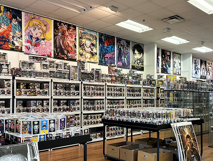 Pop culture paradise! This wall of vinyl figures is where adult allowances go to disappear in nostalgic bliss.