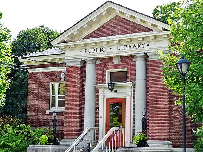 Oakland's Public Library: where the architecture says "serious literature" but the red door says "come on in, we don't bite."