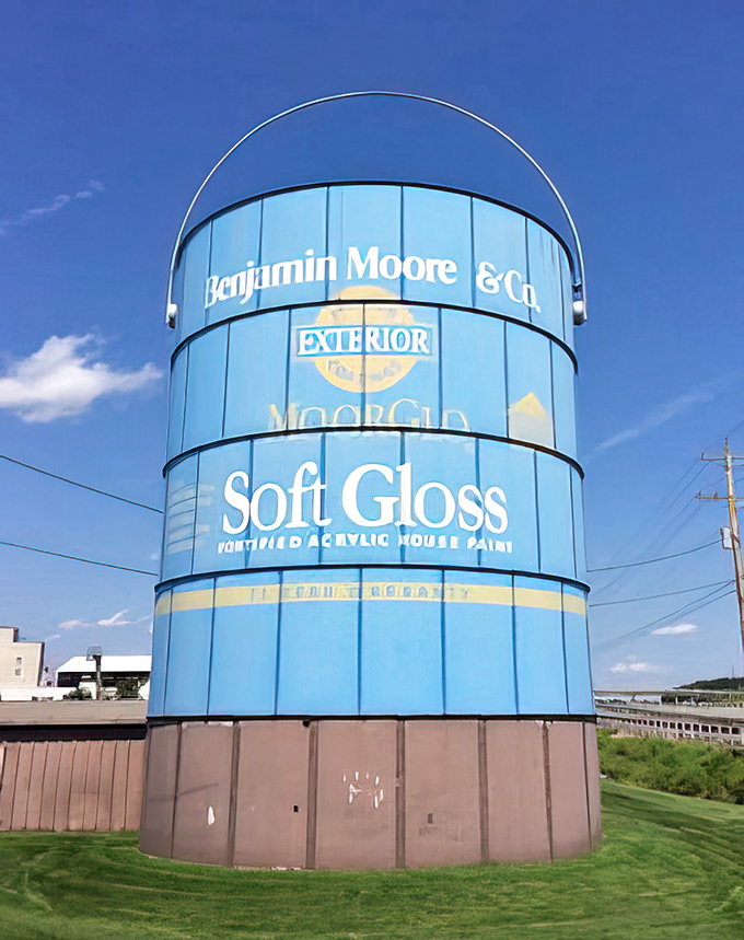 Soft Gloss gets the spotlight! The giant can occasionally changes its "outfit," showcasing different Benjamin Moore product lines throughout the year.