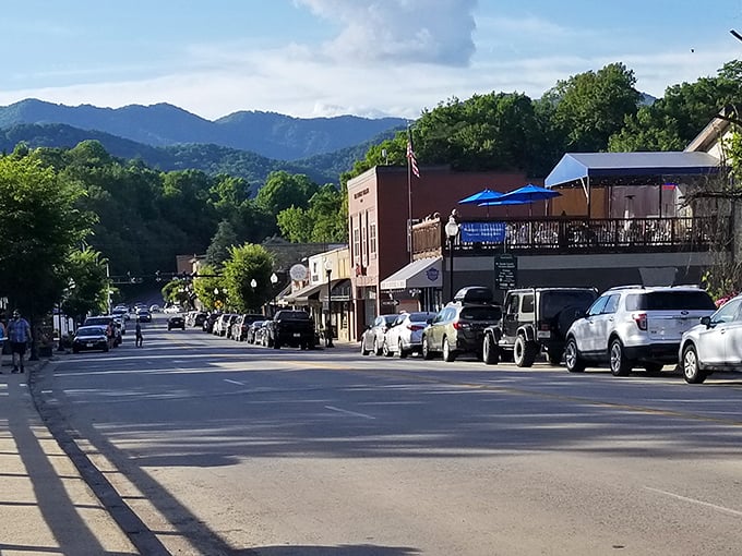 Downtown Bryson City feels like walking onto a movie set where everyone got the memo about creating the perfect mountain town vibe.