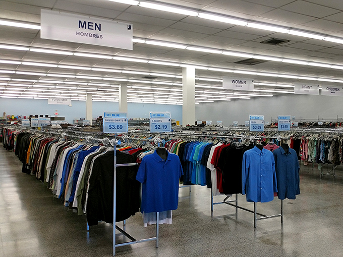Clear signage and organization make this Goodwill a cut above—no archaeological expedition required to find that perfect button-down.
