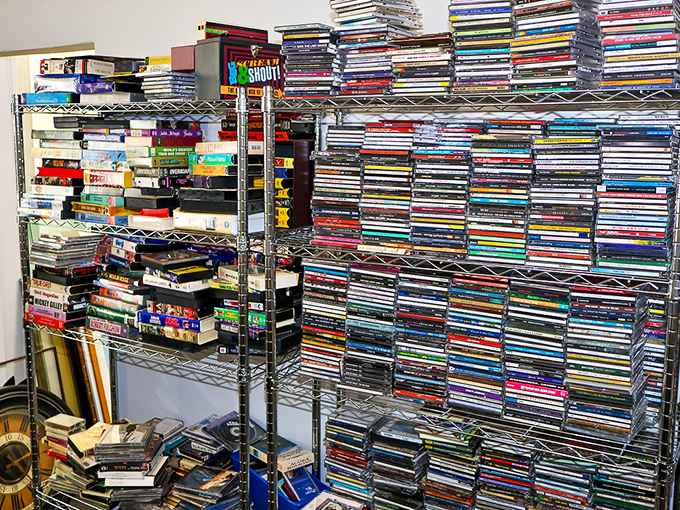 Music lovers rejoice! This wall of nostalgia houses enough albums to soundtrack your life from prom night to retirement party.