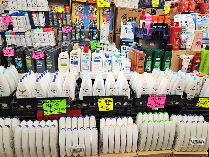 The personal care aisle rivals any drugstore, minus the sticker shock. Dove bodywash battalions stand ready for deployment to your bathroom.