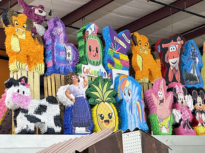 A carnival of color hangs overhead&mdash;these pi&ntilde;atas aren't just party decorations but childhood memories waiting to be made or remembered.