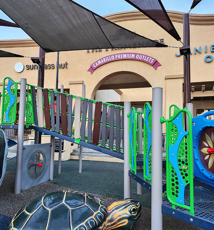 The playground area offers a moment of salvation for parents whose children have reached their shopping tolerance threshold. Retail therapy meets actual therapy.