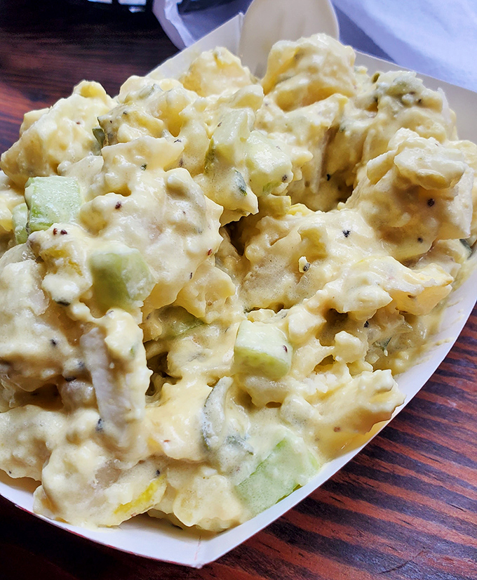 Potato salad that your grandmother would approve of&mdash;creamy, chunky, and studded with enough vegetables to pretend it's healthy.