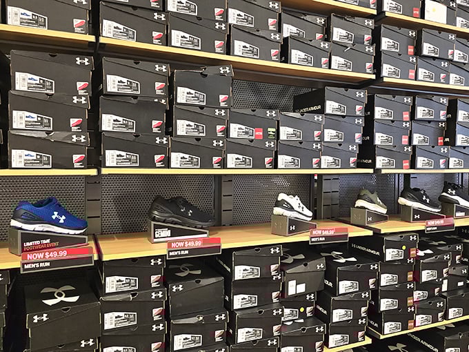 The shoe wall of dreams&mdash;where your inner Imelda Marcos meets your outer budget-conscious self.