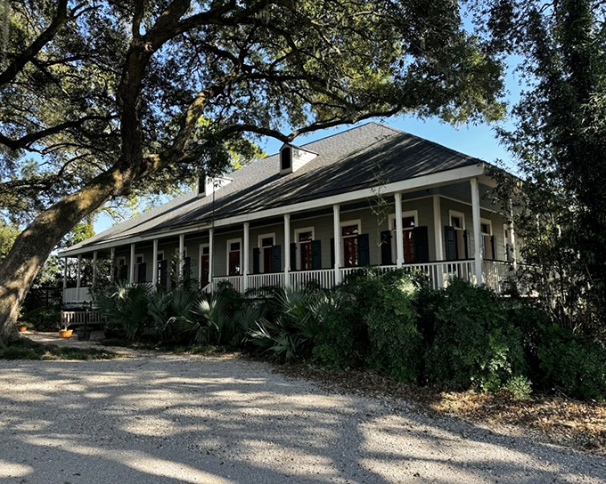 Southern charm wrapped in a classic architectural hug. This plantation-style building practically whispers "come sit a spell" with every white column.