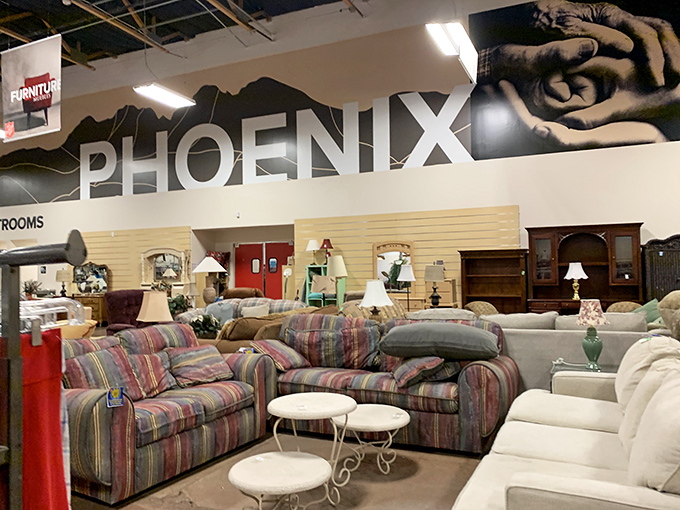 Clothing racks stretch toward the horizon like a textile rainbow, each hanger potentially holding the vintage find you didn't know you needed until this very moment.