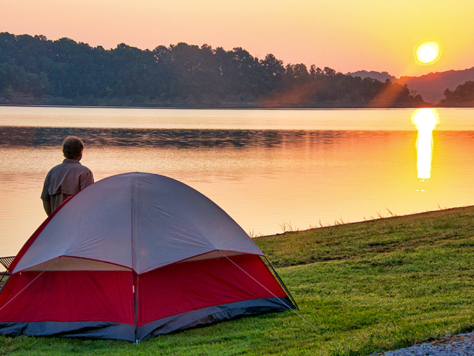 Sunset camping at its finest. When Mother Nature puts on her evening show, even the most dedicated Netflix binger stops to watch.